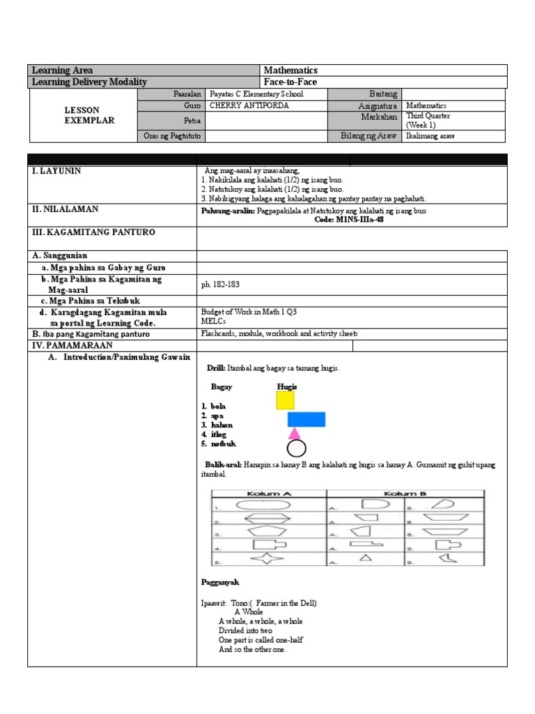 Learning Area Mathematics Learning Delivery Modality Face-to-Face | PDF