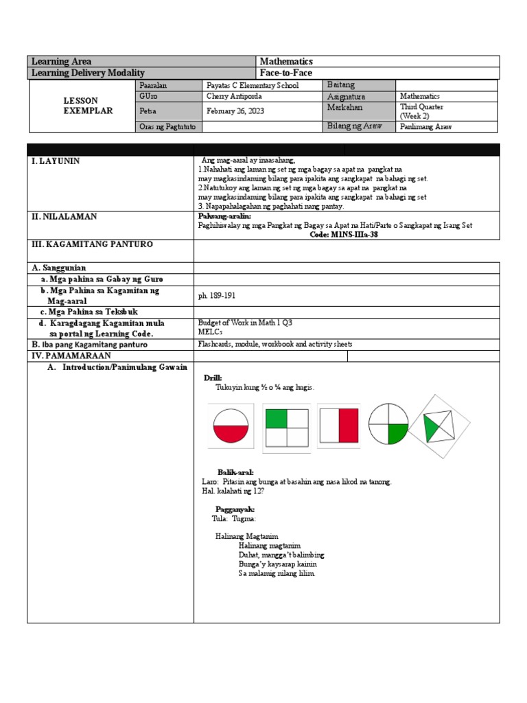 Learning Area Mathematics Learning Delivery Modality Face-to-Face | PDF