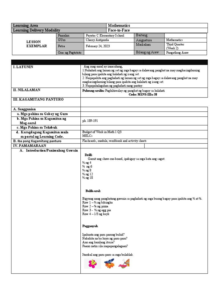Learning Area Mathematics Learning Delivery Modality Face-to-Face | PDF