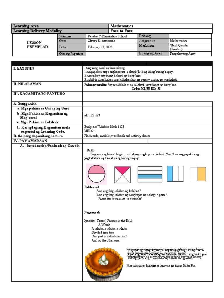 Learning Area Mathematics Learning Delivery Modality Face-to-Face | PDF
