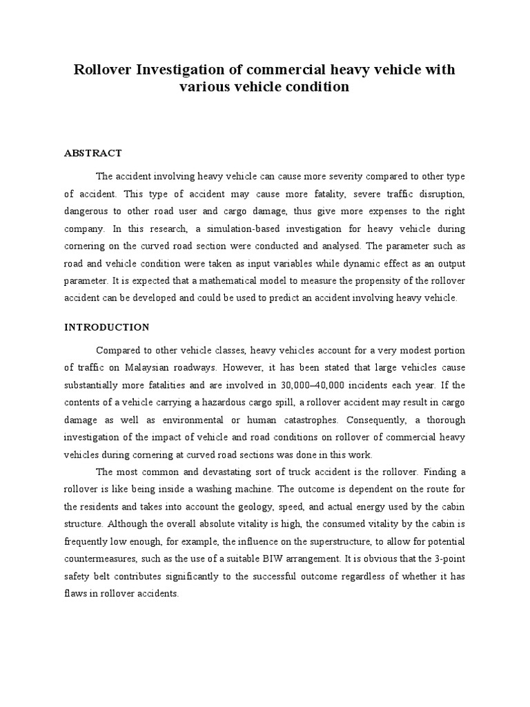 Heavy Vehicle Rollover Analysis | PDF | Traffic Collision | Truck
