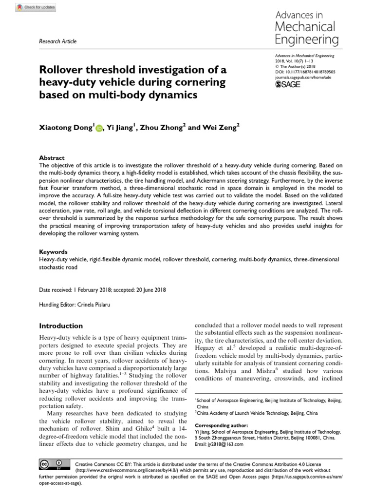 Rollover Threshold Investigation of A Heavy-Duty V | PDF | Acceleration