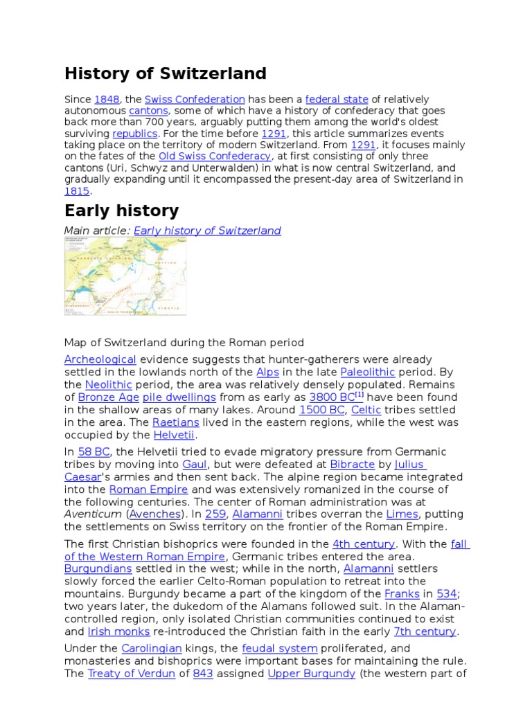 History of Switzerland | Switzerland | Europe