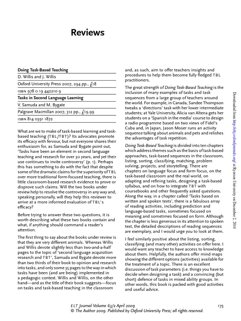 Harmer Doing Task-Based LL - Task in SLL | PDF | Pedagogy | Learning Harmer Doing Task-Based LL - Task in SLL | PDF | Pedagogy | Learning