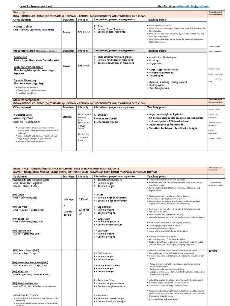 Level 2 Fitness Program Guide | PDF | Anatomical Terms Of Motion | Elbow