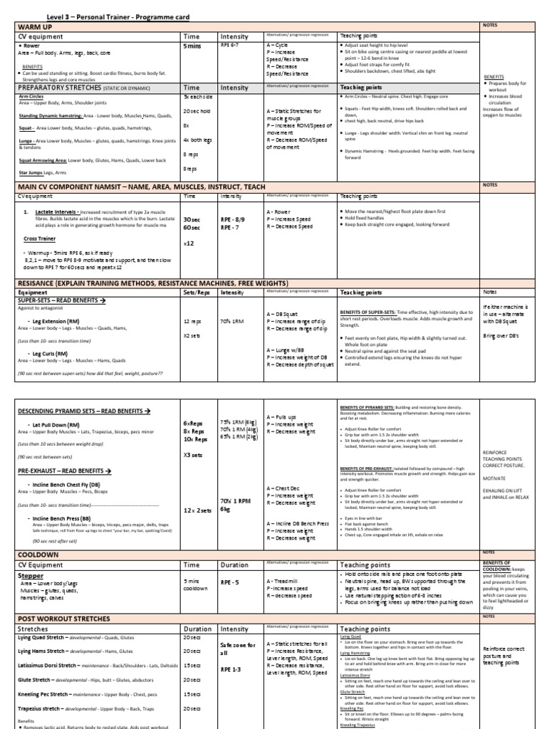 Alex Barrett - Level 3 - Programme Card | Download Free PDF | Limbs ...