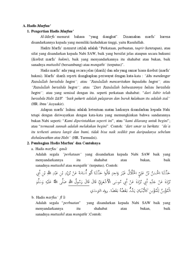 Hadis Marfu' | PDF | Agama & Spiritualitas