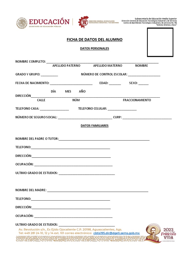 Ficha de Datos Del Alumno | PDF