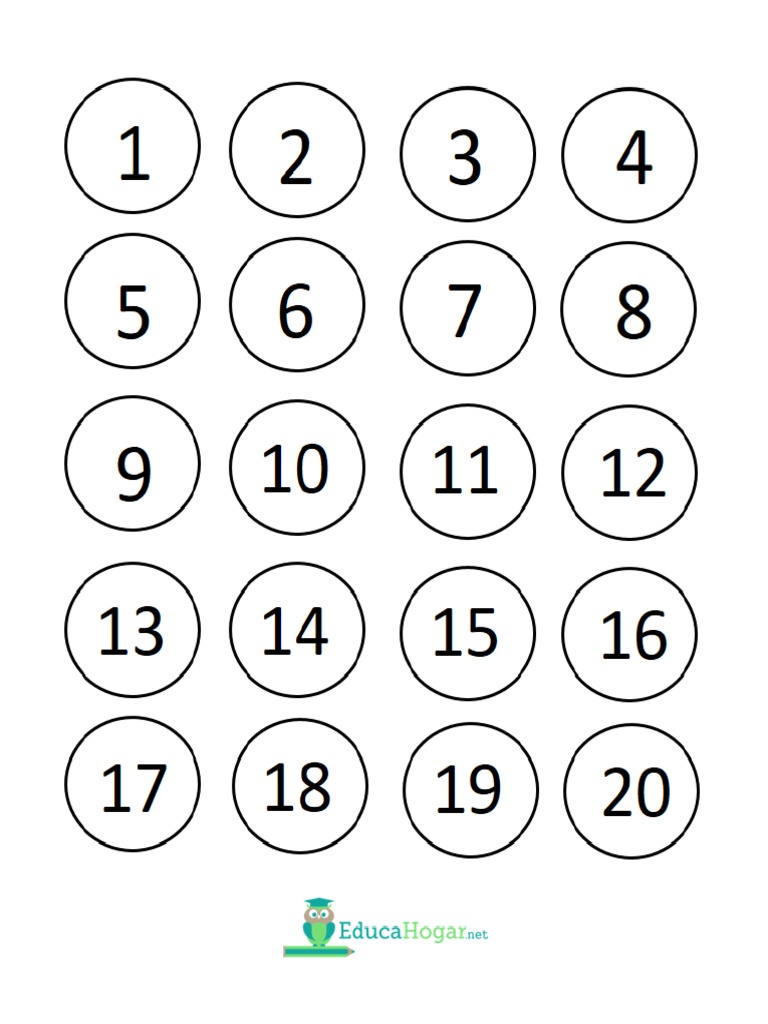 Números Del 1 Al 20 para Imprimir | PDF