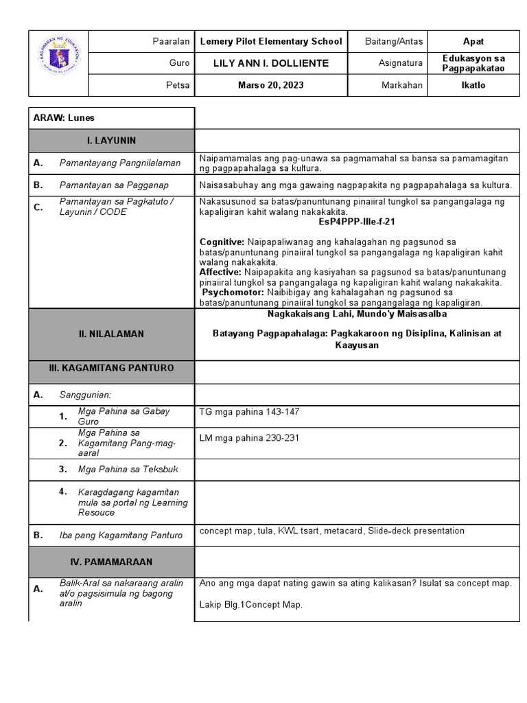 DLL Q3 Week 6 Esp Day1 5 | PDF