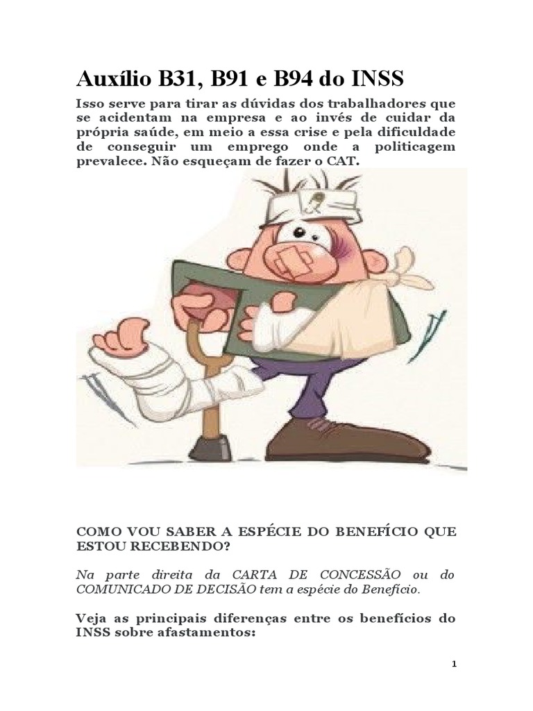 Auxílios B31, B91 e B94 | PDF | Emprego