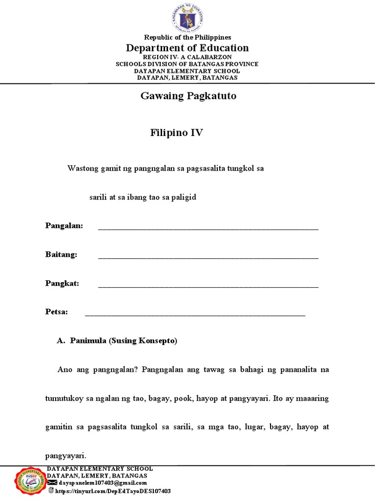 LEARNING ACTIVITY SHEET in FILIPINO 4 | PDF