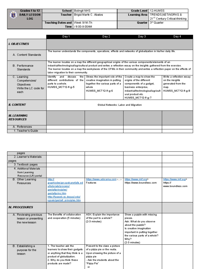 DLP TRENDS Week 9 - Global Networks Labor and Migration | PDF | Learning | Teachers