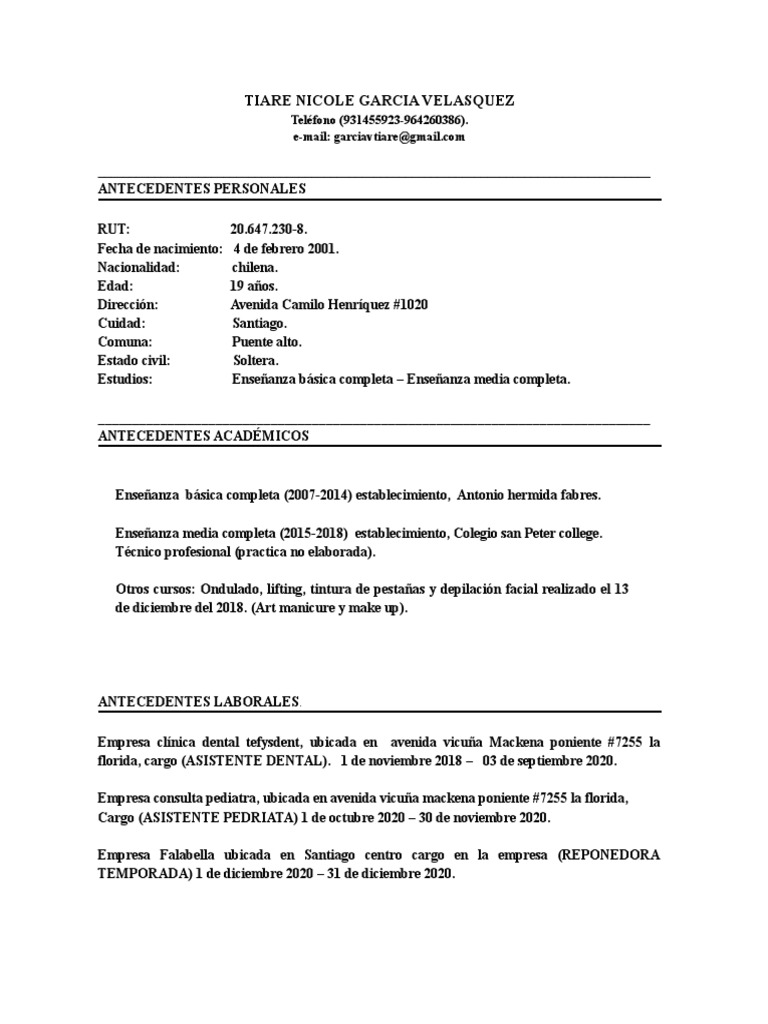 Curriculum Vitae-Tiare Garcia | PDF
