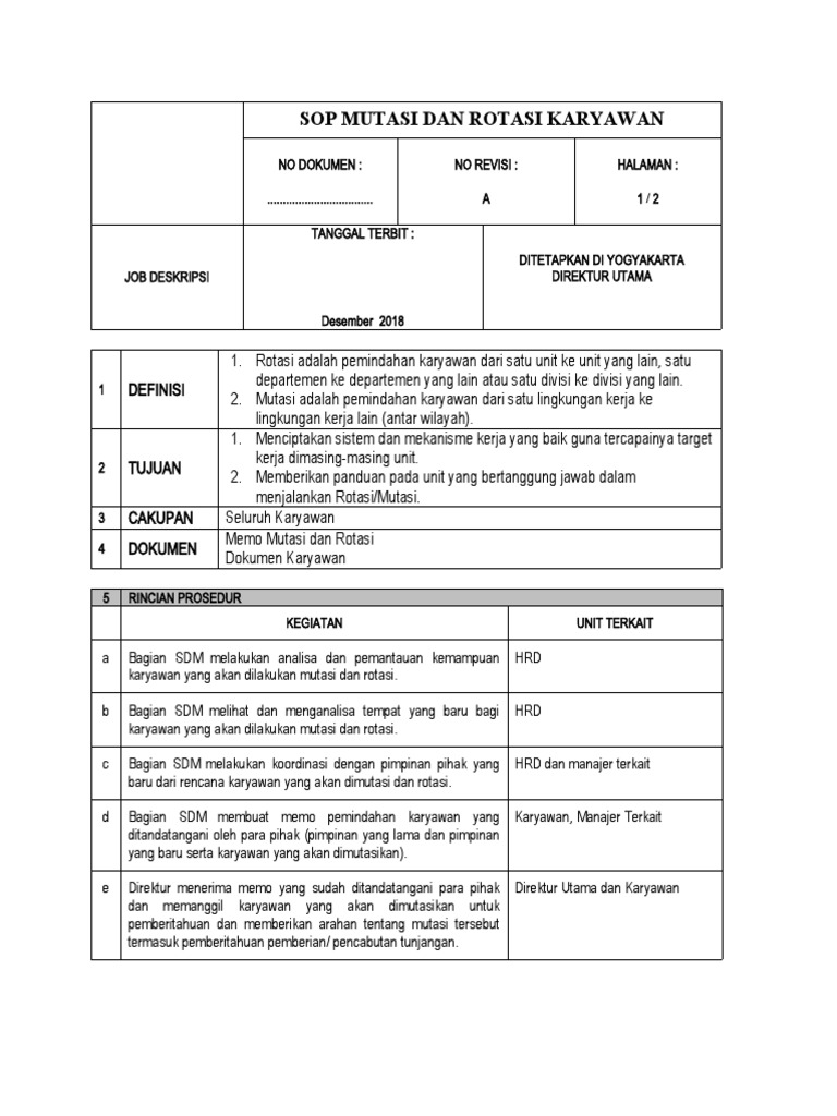 Sop Mutasi Dan Rotasi | PDF