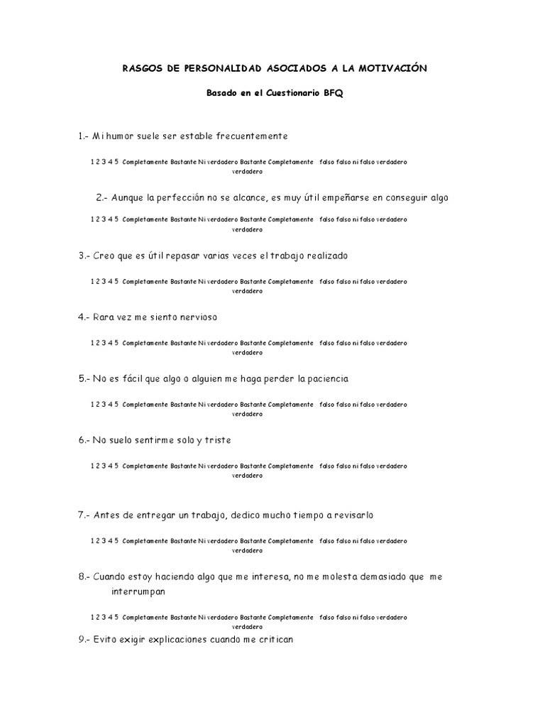 Rasgos de Personalidad y Motivación | PDF