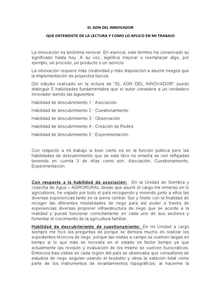 5 habilidades fundamentales de un innovador según el libro 'El ADN del ...