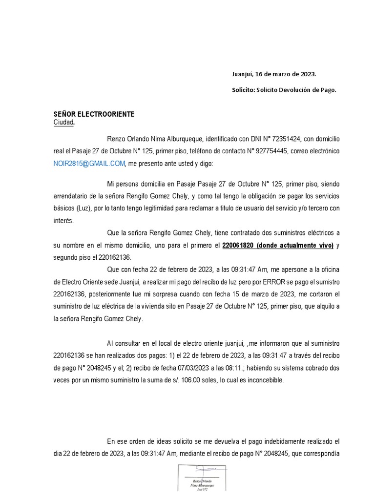 Electro Oriente Solicitud | PDF