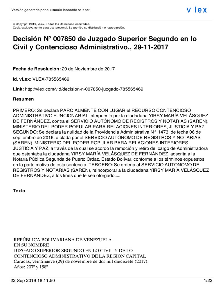 Decisión #007850 de Juzgado Superior Segundo en Lo Civil y Contencioso ...