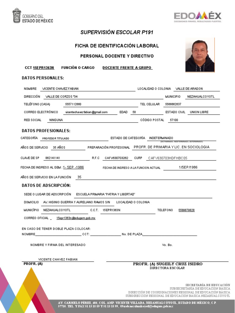 FICHA DE IDENTIFICACIÓN LABORAL | PDF