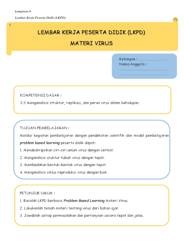 LKPD Virus | PDF | Sains & Matematika