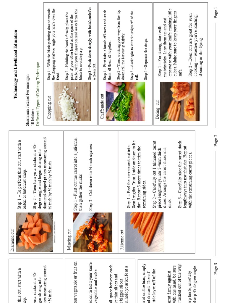 Different Types of Cutting Techniques | PDF | Carrot | Food And Drink ...