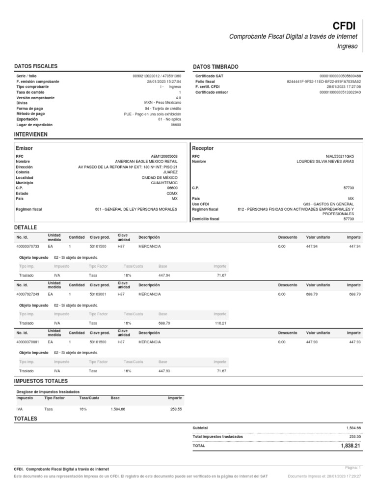 Datos Fiscales Datos Timbrado: Comprobante Fiscal Digital A Través de ...