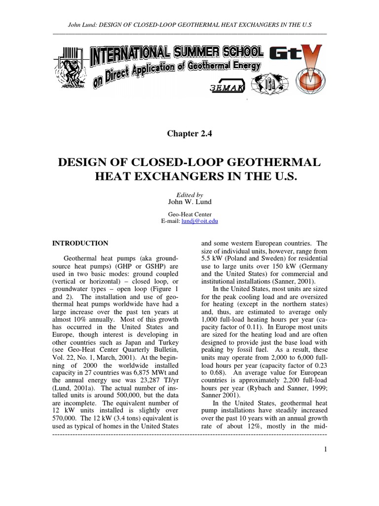 Design of Closed-Loop Geothermal | PDF | Heat Pump | Heat Transfer
