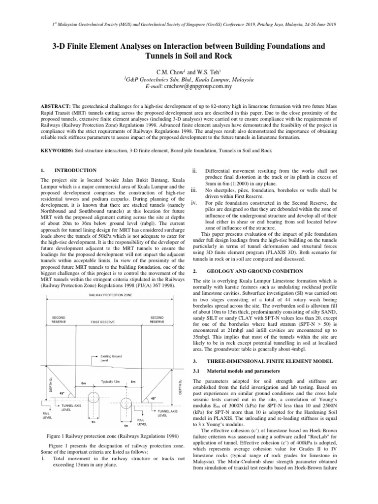 3D Finite Element Analysis On Interactions Between Building Foundation and Tunnels | PDF ...