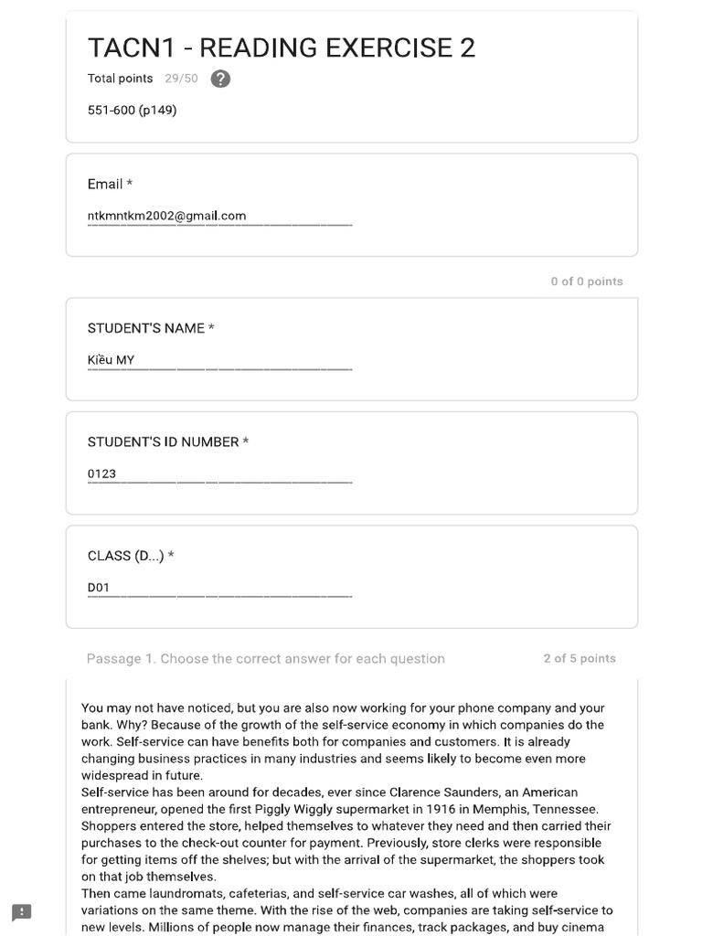 TACN1 - READING EXERCISE 2 | PDF