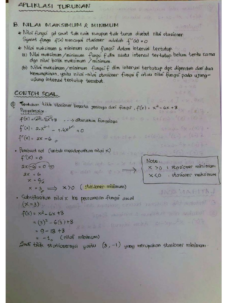 Aplikasi Turunan (Nilai Maks Dan Min) | PDF