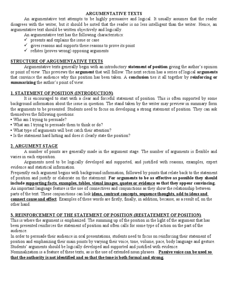ARGUMENTATIVE TEXTS - Handouts | PDF | Argument | Libraries