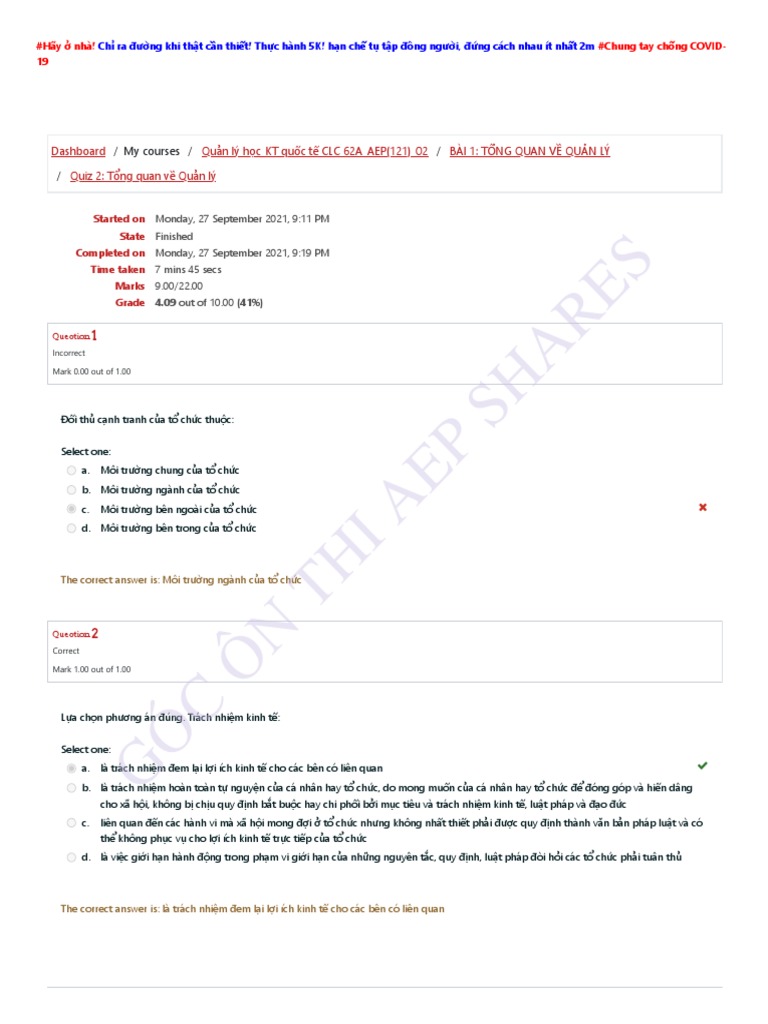 Góc Ôn Thi Aep Shares: My Courses | PDF