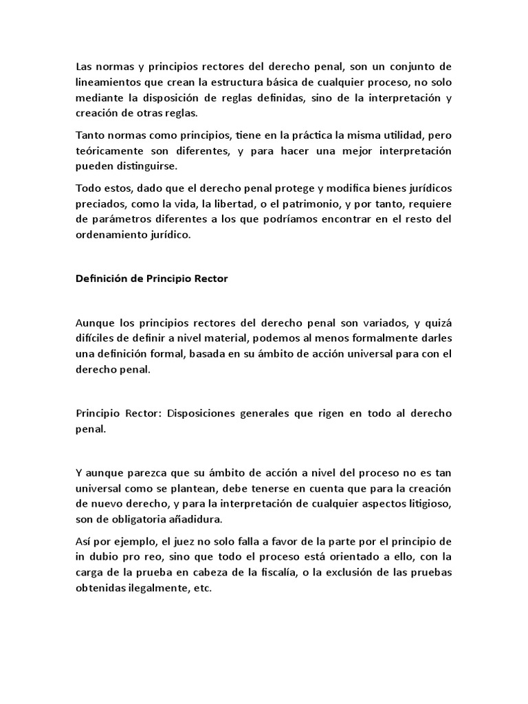 Principios Rectores Del Derecho Penal Pdf Derecho Penal Castigos