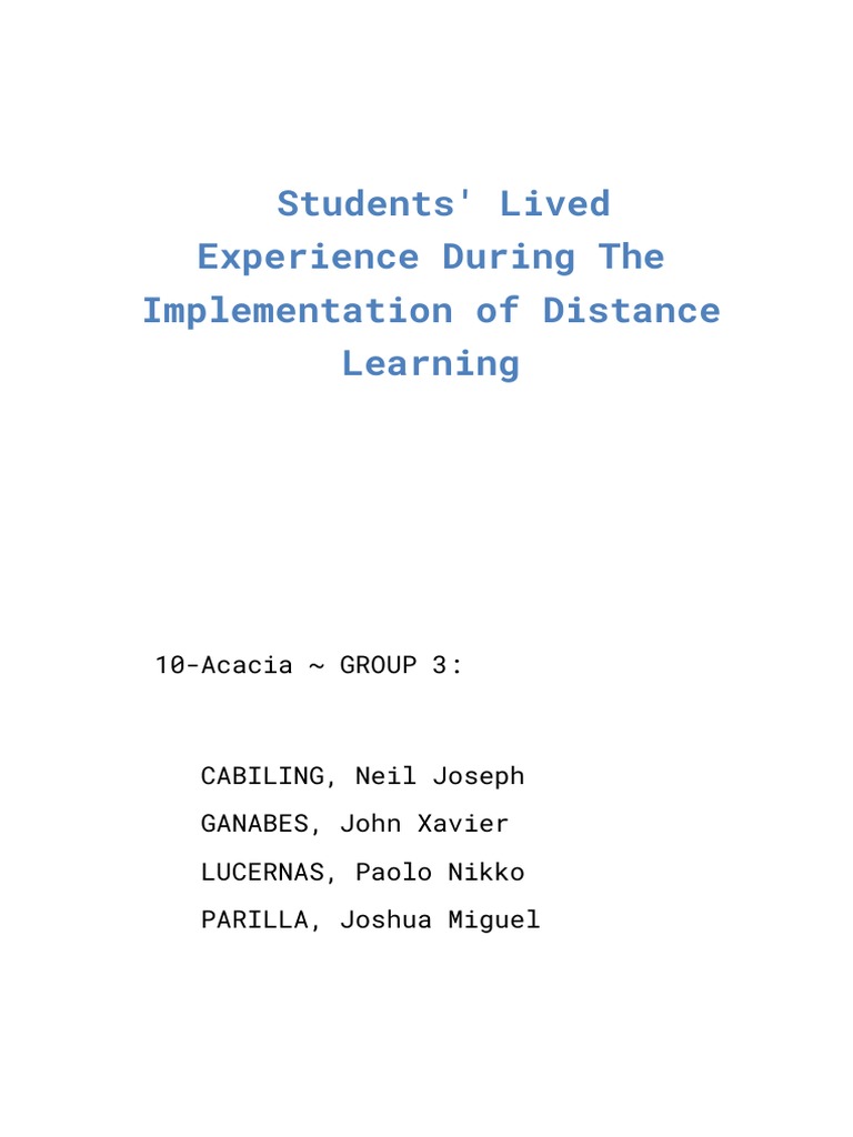 Distance Learning Modality | PDF | Phenomenology (Philosophy ...