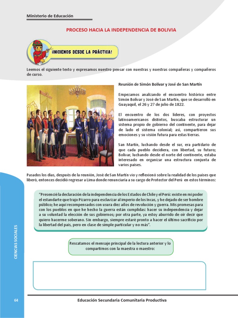 Proceso Hacia La Independencia de Bolivia: Ministerio de Educación ...