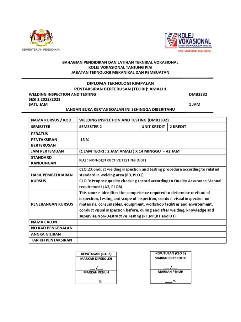 VISUAL INSPECTION REPORT | PDF