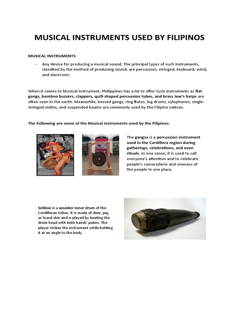 Musical Instruments Used by The Filipinos | PDF | Musical Instruments ...