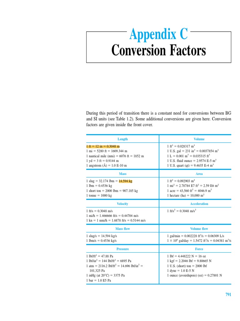 Fluid Mechanics - Needed Units and Conversions | PDF | Science ...