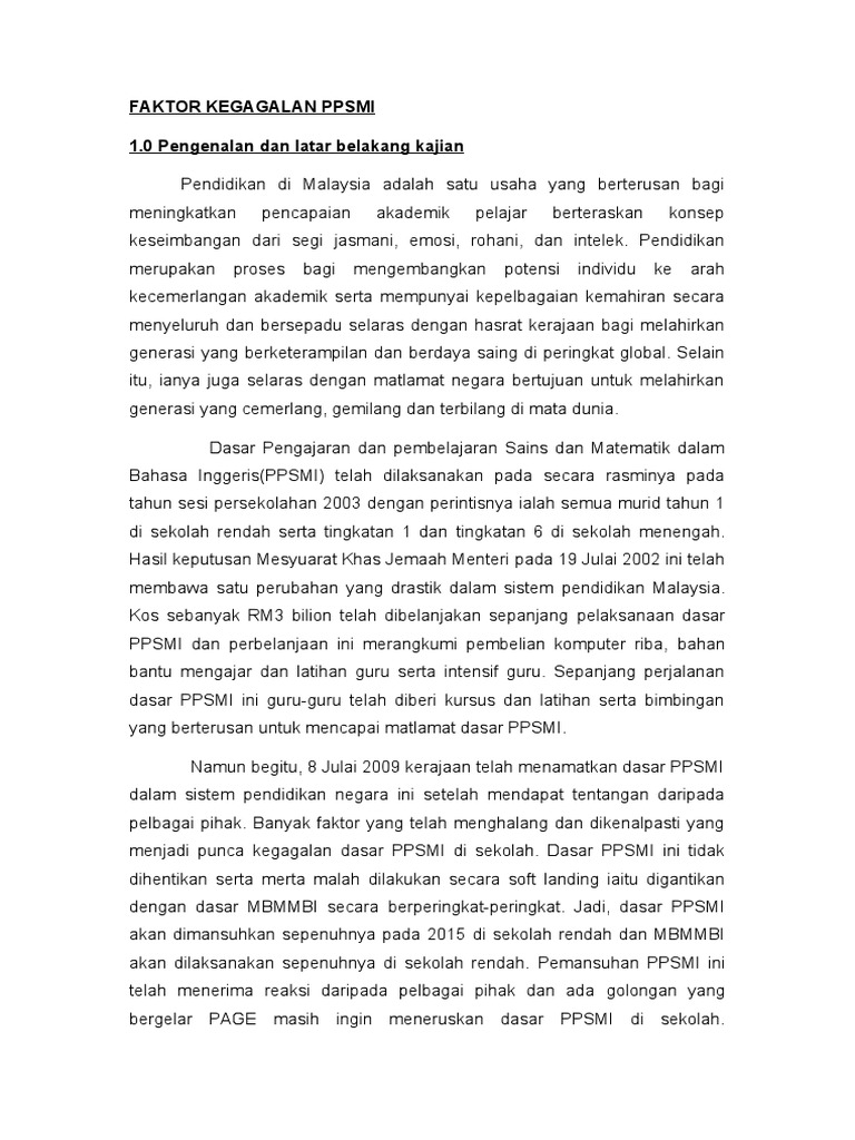Faktor Kegagalan Ppsmi | PDF
