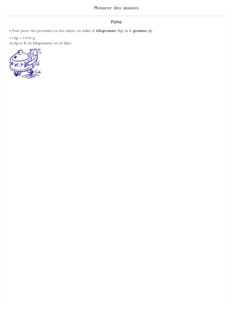 CE2 Maths Mesurer Des Masses | PDF