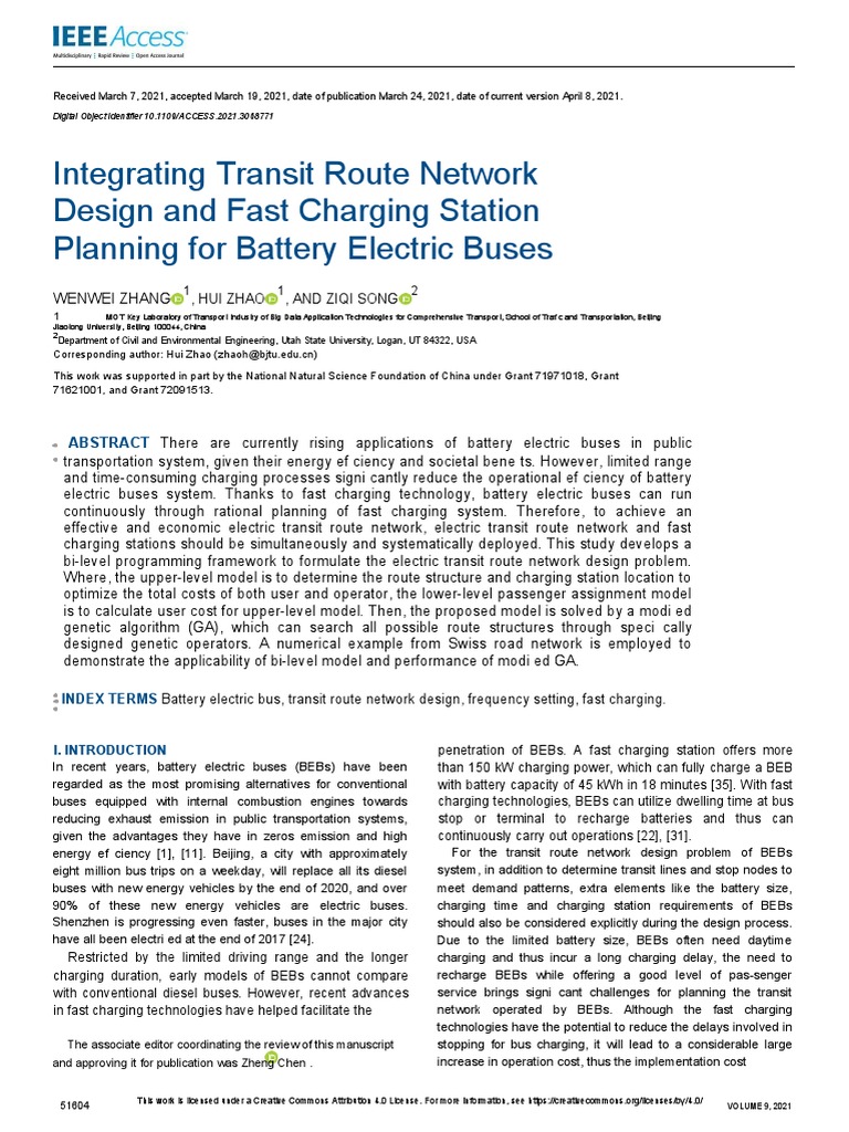2021 Integrating Transit Route Network Design And Fast Charging