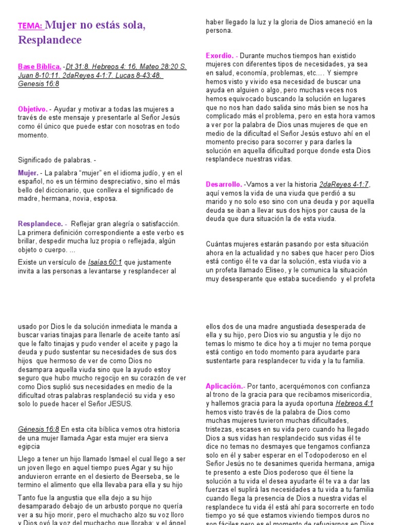 Mujer No Estas Sola Resplandece | PDF | Dios | Jesús