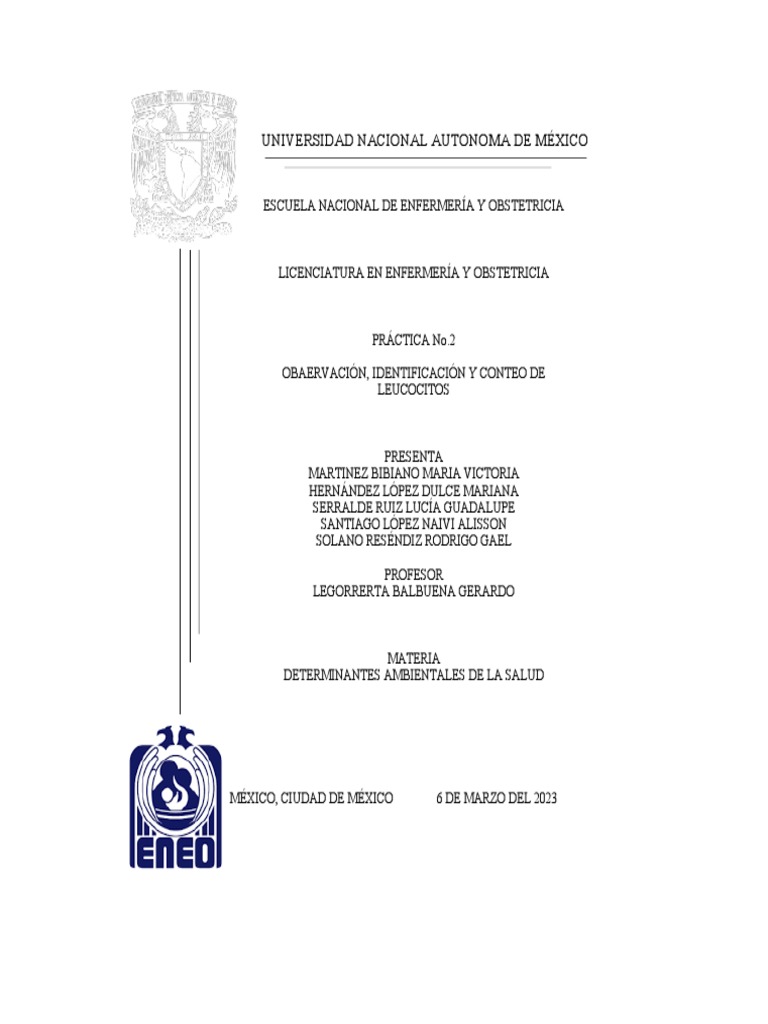 PRECTICA No. 2 CONTEO DE LEUCOCITO. | PDF | Sangre | Leucocito PRECTICA No. 2 CONTEO DE LEUCOCITO. | PDF | Sangre | Leucocito