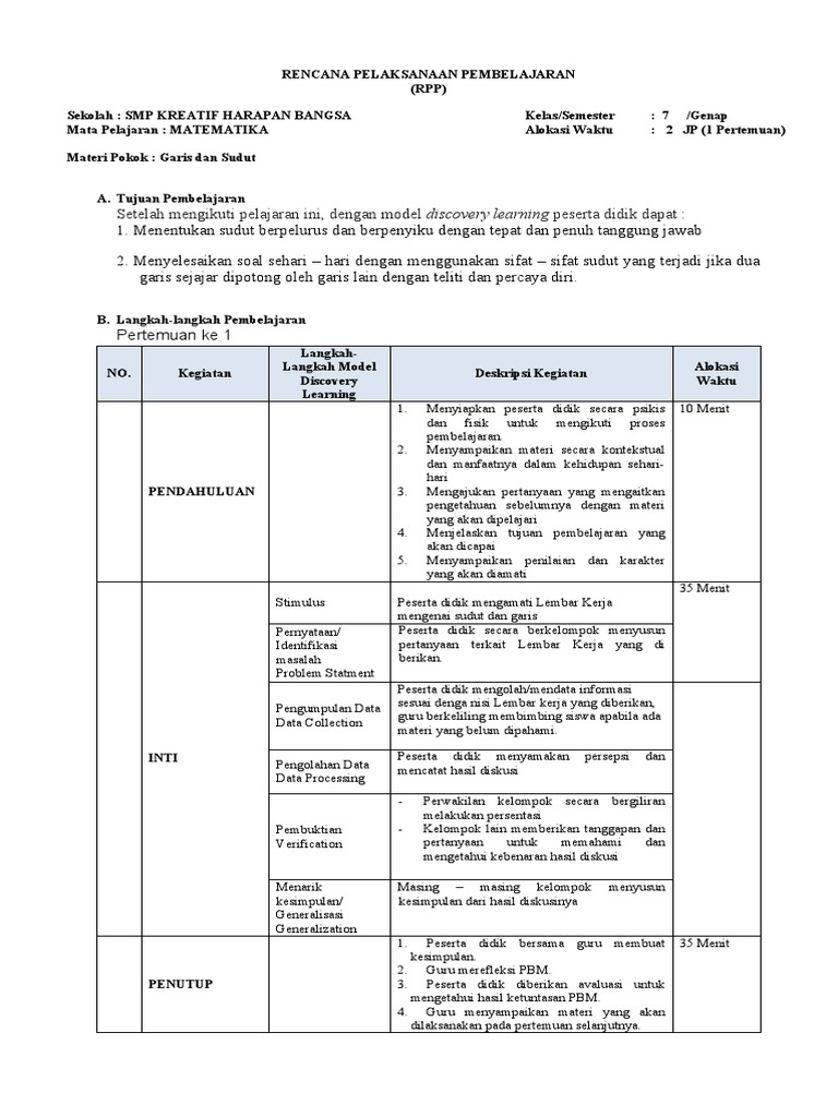 RPP SDL Matematika | PDF