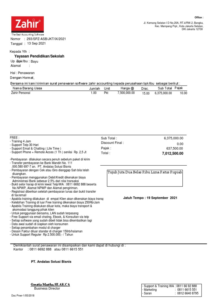 Penawaran Software Zahir Accounting | PDF