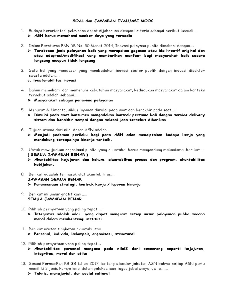 SOAL Dan JAWABAN EVALUASI MOOC | PDF