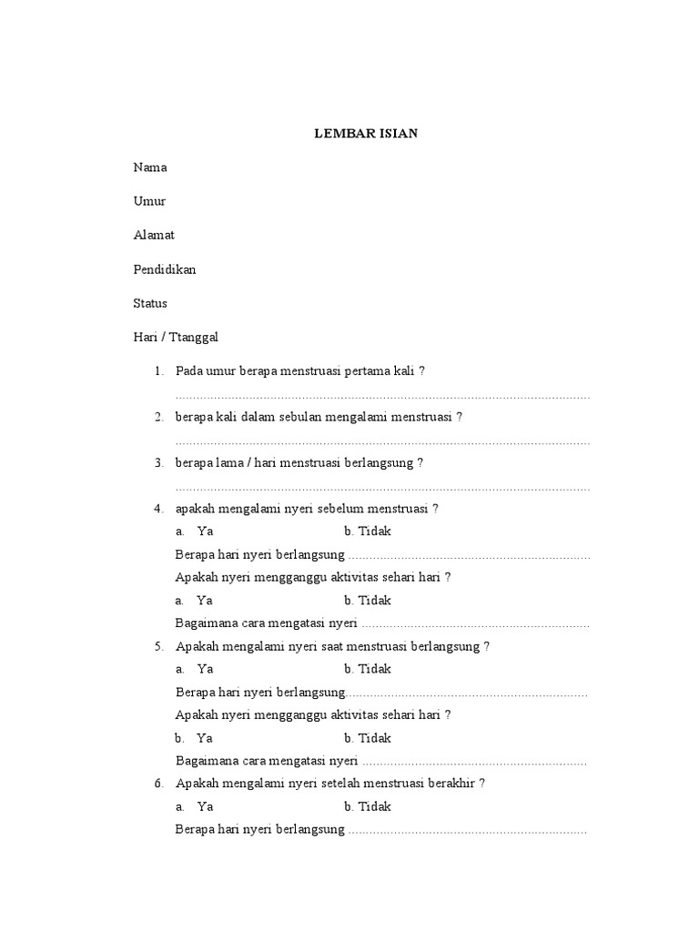 Lembar Isian | PDF