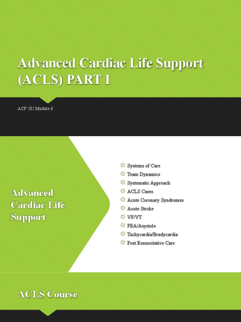 Advanced Cardiac Life Support (Acls) Part I: ACP 202 Module 6 | PDF | Stroke | Cardiac Arrest