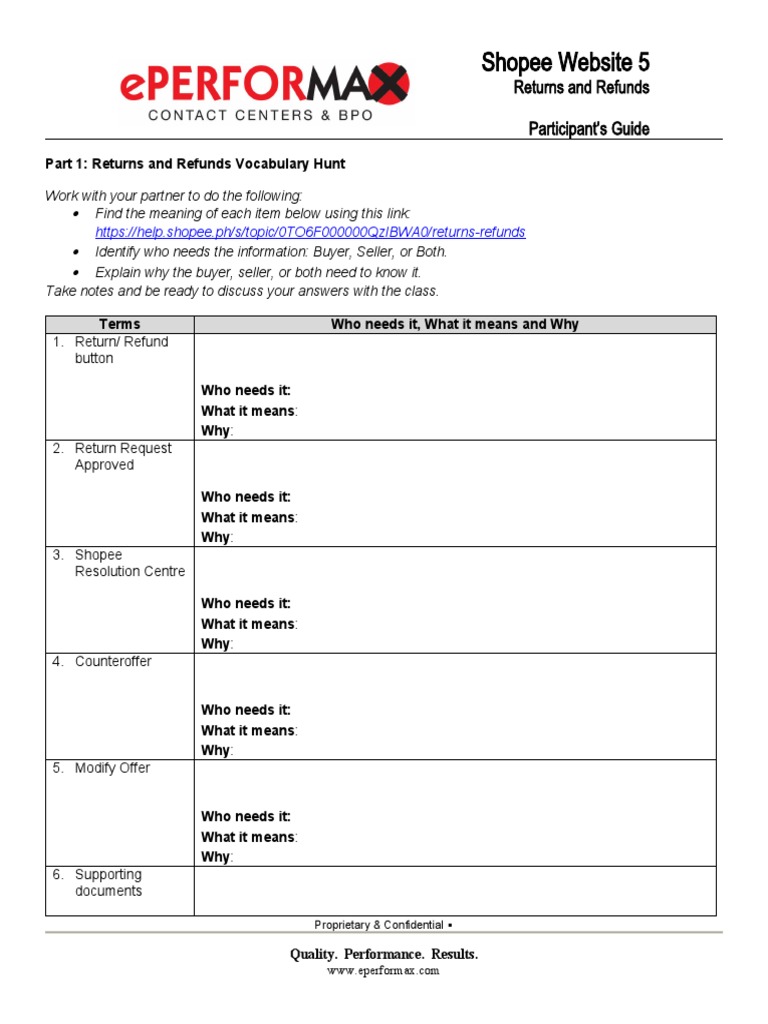 Shopee Returns & Refunds Guide | PDF | Sales | Economies